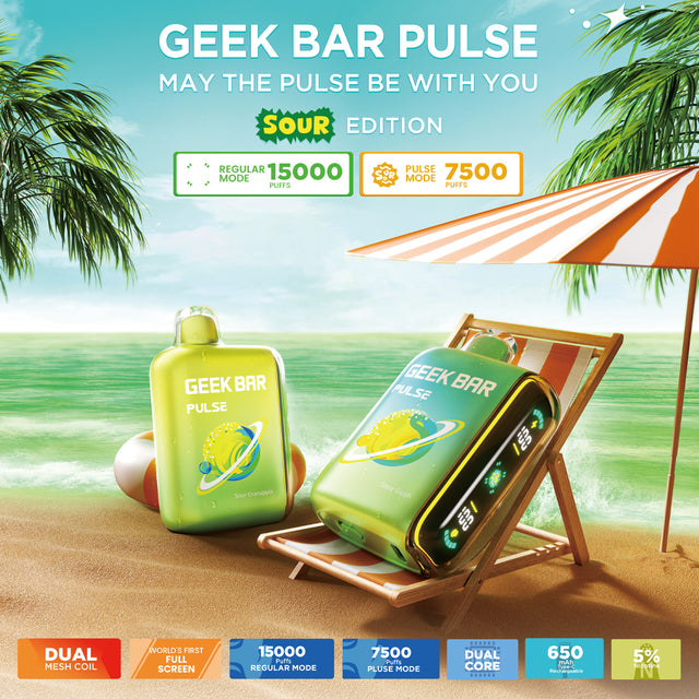 Geek Bar Pulse 15K Sour Edition – 15,000 Puffs, Rechargeable, Sour ...