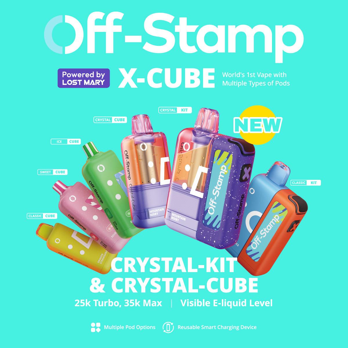 Off-Stamp X-CUBE Crystal Cube Disposable Kit – 35K Puff Smart Device ...