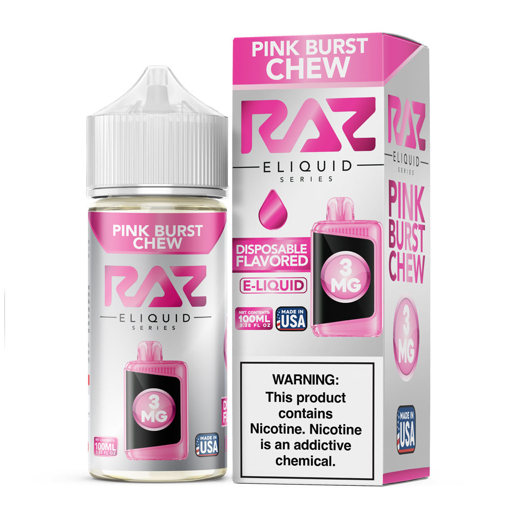 Pod Juice X RAZ Pink Burst Chew 100ML | Chewy Strawberry Candy E-Liquid ...